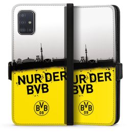 DeinDesign Galaxy A51 Handy Klapph&uuml;lle Handyh&uuml;lle aus Kunst Leder schwarz Flip Case Borussia Dortmund Statement Bvb Sideflip mit Lasche