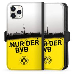 DeinDesign iPhone 11 Pro Handy Klapph&uuml;lle Handyh&uuml;lle aus Kunst Leder schwarz Flip Case Borussia Dortmund Statement Bvb Sideflip mit Lasche