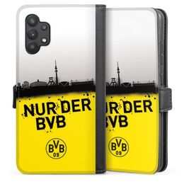 DeinDesign Galaxy A32 4G Handy Klapph&uuml;lle Handyh&uuml;lle aus Kunst Leder schwarz Flip Case Borussia Dortmund Statement Bvb Sideflip mit Lasche