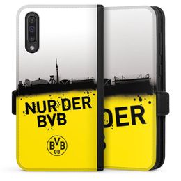 DeinDesign Galaxy A50 Handy Klapph&uuml;lle Handyh&uuml;lle aus Kunst Leder schwarz Flip Case Borussia Dortmund Statement Bvb Sideflip mit Lasche