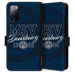 DeinDesign Galaxy S20 Handy Klapph&uuml;lle Handyh&uuml;lle aus Kunst Leder schwarz Flip Case Soccer Merchandise Msv Duisburg Sideflip mit Lasche