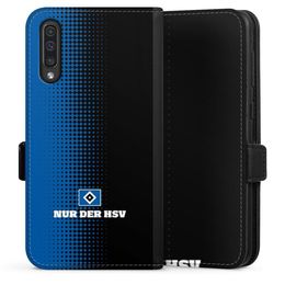 DeinDesign Galaxy A50 Handy Klapph&uuml;lle Handyh&uuml;lle aus Kunst Leder schwarz Flip Case Logo Official Licensed Product Hsv Sideflip mit Lasche