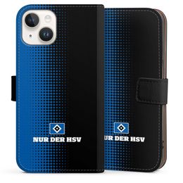 DeinDesign iPhone 14 Handy Klapph&uuml;lle Handyh&uuml;lle aus Kunst Leder schwarz Flip Case Logo Official Licensed Product Hsv Sideflip mit Lasche