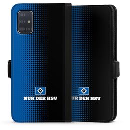 DeinDesign Galaxy A51 Handy Klapph&uuml;lle Handyh&uuml;lle aus Kunst Leder schwarz Flip Case Logo Official Licensed Product Hsv Sideflip mit Lasche