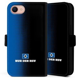 DeinDesign iPhone 16e Handy Klapph&uuml;lle Handyh&uuml;lle aus Kunst Leder schwarz Flip Case Logo Official Licensed Product Hsv Sideflip mit Lasche