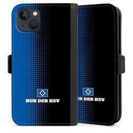 DeinDesign iPhone 13 Handy Klapph&uuml;lle Handyh&uuml;lle aus Kunst Leder schwarz Flip Case Logo Official Licensed Product Hsv Sideflip mit Lasche