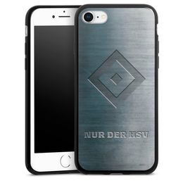 DeinDesign iPhone SE (2022) Handy Slim Case extra d&uuml;nn Silikon Handyh&uuml;lle schwarz H&uuml;lle Hsv Metallic Look Hamburger Sv Silikon Slim Case