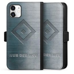 DeinDesign iPhone 11 Handy Klapph&uuml;lle Handyh&uuml;lle aus Kunst Leder schwarz Flip Case Metallic Look Hsv Hamburger Sv Sideflip mit Lasche