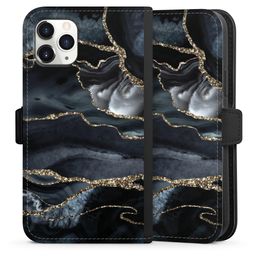 DeinDesign iPhone 11 Pro Handy Klapph&uuml;lle Handyh&uuml;lle aus Kunst Leder schwarz Flip Case Marble Trends Glitzer Sideflip mit Lasche