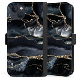 DeinDesign iPhone 13 Handy Klapph&uuml;lle Handyh&uuml;lle aus Kunst Leder schwarz Flip Case Marble Trends Glitzer Sideflip mit Lasche