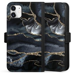 DeinDesign iPhone 11 Handy Klapph&uuml;lle Handyh&uuml;lle aus Kunst Leder schwarz Flip Case Marble Trends Glitzer Sideflip mit Lasche