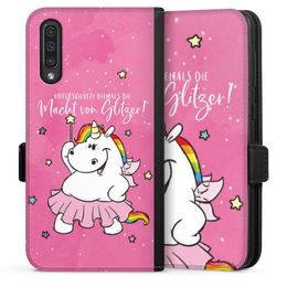 DeinDesign Galaxy A50 Handy Klapph&uuml;lle Handyh&uuml;lle aus Kunst Leder schwarz Flip Case Pummeleinhorn Official Licensed Product Pummel & Friends Sideflip mit Lasche