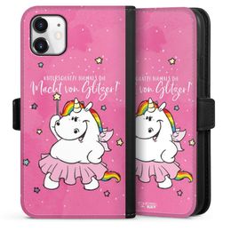 DeinDesign iPhone 11 Handy Klapph&uuml;lle Handyh&uuml;lle aus Kunst Leder schwarz Flip Case Pummeleinhorn Official Licensed Product Pummel & Friends Sideflip mit Lasche