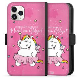 DeinDesign iPhone 11 Pro Handy Klapph&uuml;lle Handyh&uuml;lle aus Kunst Leder schwarz Flip Case Pummeleinhorn Official Licensed Product Pummel & Friends Sideflip mit 