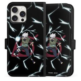 DeinDesign iPhone 15 Pro Max Handy Klapph&uuml;lle Handyh&uuml;lle aus Kunst Leder schwarz Flip Case Naruto Shippuden Official Licensed Product Kakashi Sideflip mit Lasche