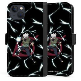 DeinDesign iPhone 13 Handy Klapph&uuml;lle Handyh&uuml;lle aus Kunst Leder schwarz Flip Case Naruto Shippuden Official Licensed Product Kakashi Sideflip mit Lasche