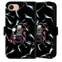 DeinDesign iPhone 16e Handy Klapph&uuml;lle Handyh&uuml;lle aus Kunst Leder schwarz Flip Case Naruto Shippuden Official Licensed Product Kakashi Sideflip mit Lasche