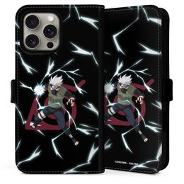 DeinDesign iPhone 16 Pro Handy Klapph&uuml;lle Handyh&uuml;lle aus Kunst Leder schwarz Flip Case Naruto Shippuden Official Licensed Product Kakashi Sideflip mit Lasche
