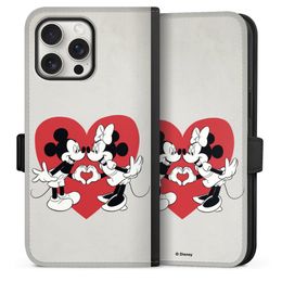 DeinDesign iPhone 15 Pro Max Handy Klapph&uuml;lle Handyh&uuml;lle aus Kunst Leder schwarz Flip Case Disney Heart Sideflip mit Lasche