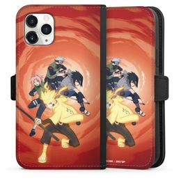 DeinDesign iPhone 11 Pro Handy Klapph&uuml;lle Handyh&uuml;lle aus Kunst Leder schwarz Flip Case Naruto Shippuden Sasuke Sakura Sideflip mit Lasche