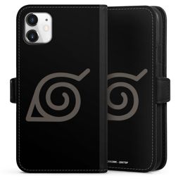DeinDesign iPhone 11 Handy Klapph&uuml;lle Handyh&uuml;lle aus Kunst Leder schwarz Flip Case Naruto Shippuden Konoha Logo Sideflip mit Lasche