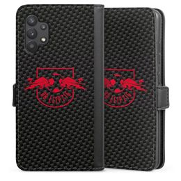 DeinDesign Galaxy A32 4G Handy Klapph&uuml;lle Handyh&uuml;lle aus Kunst Leder schwarz Flip Case Rb Leipzig Official Licensed Product Carbon Sideflip mit Lasche