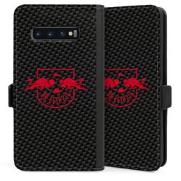 DeinDesign Galaxy S10 Plus Handy Klapph&uuml;lle Handyh&uuml;lle aus Kunst Leder schwarz Flip Case Rb Leipzig Official Licensed Product Carbon Sideflip mit Lasche