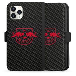 DeinDesign iPhone 11 Pro Handy Klapph&uuml;lle Handyh&uuml;lle aus Kunst Leder schwarz Flip Case Rb Leipzig Official Licensed Product Carbon Sideflip mit Lasche