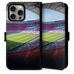 DeinDesign iPhone 16 Pro Handy Klapph&uuml;lle Handyh&uuml;lle aus Kunst Leder schwarz Flip Case Fcb Fc Bayern M&uuml;nchen Stadium Sideflip mit Lasche