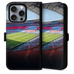 DeinDesign iPhone 16 Pro Max Handy Klapph&uuml;lle Handyh&uuml;lle aus Kunst Leder schwarz Flip Case Fcb Fc Bayern M&uuml;nchen Stadium Sideflip mit Lasche