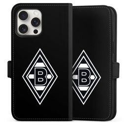DeinDesign iPhone 15 Pro Max Handy Klapph&uuml;lle Handyh&uuml;lle aus Kunst Leder schwarz Flip Case Borussia M&ouml;nchengladbach Gladbach Coat Of Arms Sideflip mit Lasche