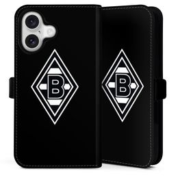DeinDesign iPhone 16 Handy Klapph&uuml;lle Handyh&uuml;lle aus Kunst Leder schwarz Flip Case Borussia M&ouml;nchengladbach Gladbach Coat Of Arms Sideflip mit Lasche