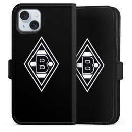 DeinDesign iPhone 15 Handy Klapph&uuml;lle Handyh&uuml;lle aus Kunst Leder schwarz Flip Case Borussia M&ouml;nchengladbach Gladbach Coat Of Arms Sideflip mit Lasche