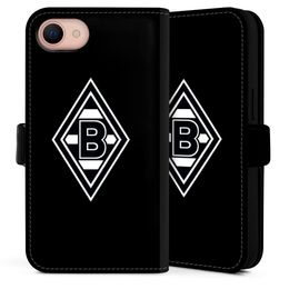 DeinDesign iPhone 16e Handy Klapph&uuml;lle Handyh&uuml;lle aus Kunst Leder schwarz Flip Case Borussia M&ouml;nchengladbach Gladbach Coat Of Arms Sideflip mit Lasche