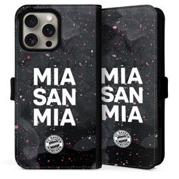 DeinDesign iPhone 16 Pro Handy Klapph&uuml;lle Handyh&uuml;lle aus Kunst Leder schwarz Flip Case Mia San Mia Girl Style Fc Bayern M&uuml;nchen Sideflip mit Lasche