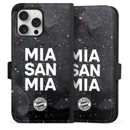 DeinDesign iPhone 15 Pro Max Handy Klapph&uuml;lle Handyh&uuml;lle aus Kunst Leder schwarz Flip Case Mia San Mia Girl Style Fc Bayern M&uuml;nchen Sideflip mit Lasche