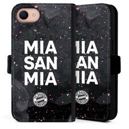 DeinDesign iPhone 16e Handy Klapph&uuml;lle Handyh&uuml;lle aus Kunst Leder schwarz Flip Case Mia San Mia Girl Style Fc Bayern M&uuml;nchen Sideflip mit Lasche