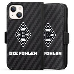 DeinDesign Galaxy A51 Handy Klapph&uuml;lle Handyh&uuml;lle aus Kunst Leder schwarz Flip Case Borussia M&ouml;nchengladbach Carbon Gladbach Sideflip mit Lasche