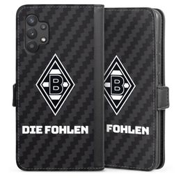 DeinDesign Galaxy A32 4G Handy Klapph&uuml;lle Handyh&uuml;lle aus Kunst Leder schwarz Flip Case Borussia M&ouml;nchengladbach Carbon Gladbach Sideflip mit Lasche