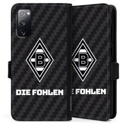 DeinDesign Galaxy S20 Handy Klapph&uuml;lle Handyh&uuml;lle aus Kunst Leder schwarz Flip Case Borussia M&ouml;nchengladbach Carbon Gladbach Sideflip mit Lasche