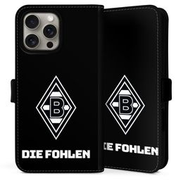 DeinDesign iPhone 16 Pro Handy Klapph&uuml;lle Handyh&uuml;lle aus Kunst Leder schwarz Flip Case Die Fohlen Gladbach Borussia M&ouml;nchengladbach Sideflip mit Lasche