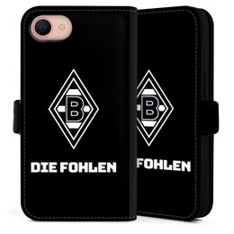 DeinDesign iPhone 16e Handy Klapph&uuml;lle Handyh&uuml;lle aus Kunst Leder schwarz Flip Case Die Fohlen Gladbach Borussia M&ouml;nchengladbach Sideflip mit Lasche