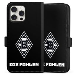 DeinDesign iPhone 15 Pro Max Handy Klapph&uuml;lle Handyh&uuml;lle aus Kunst Leder schwarz Flip Case Die Fohlen Gladbach Borussia M&ouml;nchengladbach Sideflip mit Lasche