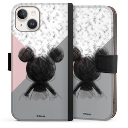 DeinDesign iPhone 14 Handy Klapph&uuml;lle Handyh&uuml;lle aus Kunst Leder schwarz Flip Case Marble Disney Mickey Mouse Sideflip mit Lasche