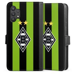 DeinDesign Galaxy A32 4G Handy Klapph&uuml;lle Handyh&uuml;lle aus Kunst Leder schwarz Flip Case Stripes Borussia M&ouml;nchengladbach Gladbach Sideflip mit Lasche