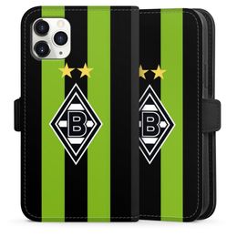 DeinDesign iPhone 11 Pro Handy Klapph&uuml;lle Handyh&uuml;lle aus Kunst Leder schwarz Flip Case Stripes Borussia M&ouml;nchengladbach Gladbach Sideflip mit Lasche