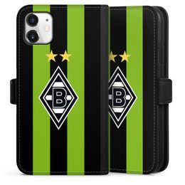 DeinDesign iPhone 11 Handy Klapph&uuml;lle Handyh&uuml;lle aus Kunst Leder schwarz Flip Case Stripes Borussia M&ouml;nchengladbach Gladbach Sideflip mit Lasche