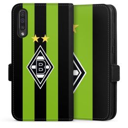 DeinDesign Galaxy A50 Handy Klapph&uuml;lle Handyh&uuml;lle aus Kunst Leder schwarz Flip Case Stripes Borussia M&ouml;nchengladbach Gladbach Sideflip mit Lasche