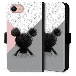 DeinDesign iPhone 16e Handy Klapph&uuml;lle Handyh&uuml;lle aus Kunst Leder schwarz Flip Case Marble Disney Mickey Mouse Sideflip mit Lasche