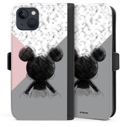 DeinDesign iPhone 13 Handy Klapph&uuml;lle Handyh&uuml;lle aus Kunst Leder schwarz Flip Case Marble Disney Mickey Mouse Sideflip mit Lasche